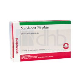 Scandonest 3% Plain Mepivacaine Hydrochloride Cartridges Of 2.2ml -Pack ...
